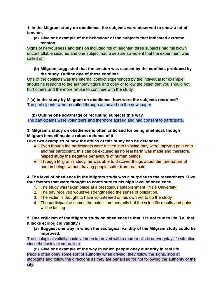 Milgram Study Case Questions | PDF | Popular Psychology | Social Psychology