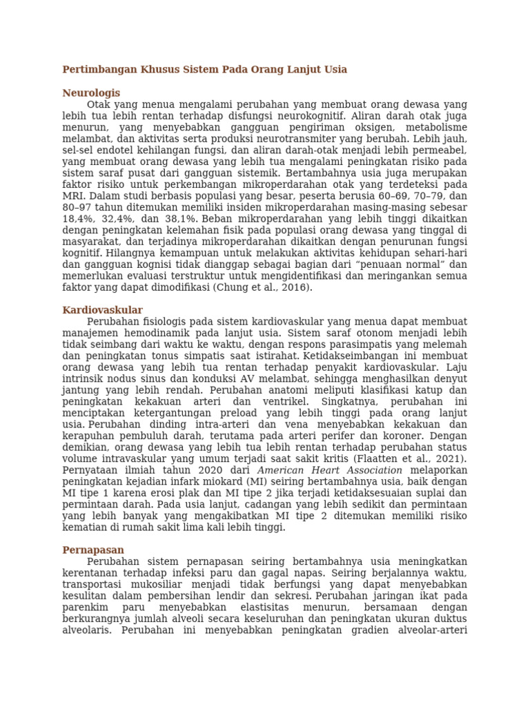 Pertimbangan Khusus Sistem Pada Orang Lanjut Usia | PDF