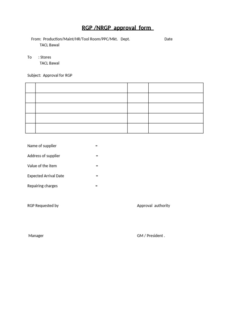 RGP Request Form | PDF