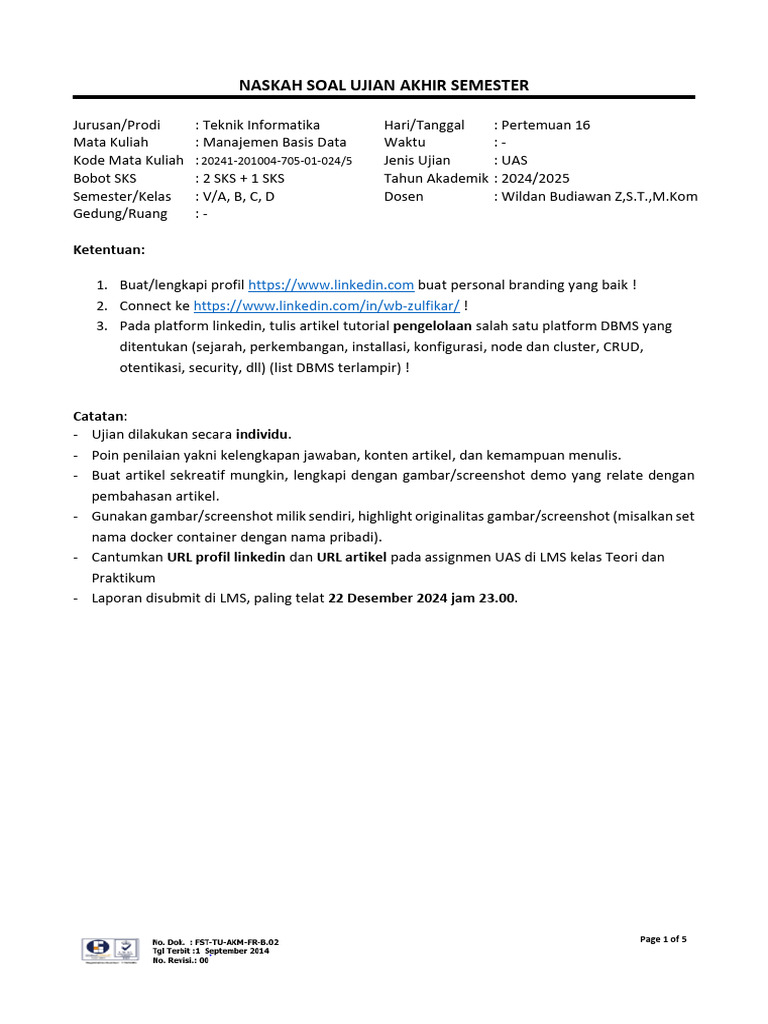 Manajemen Basis Data 16 UAS | PDF