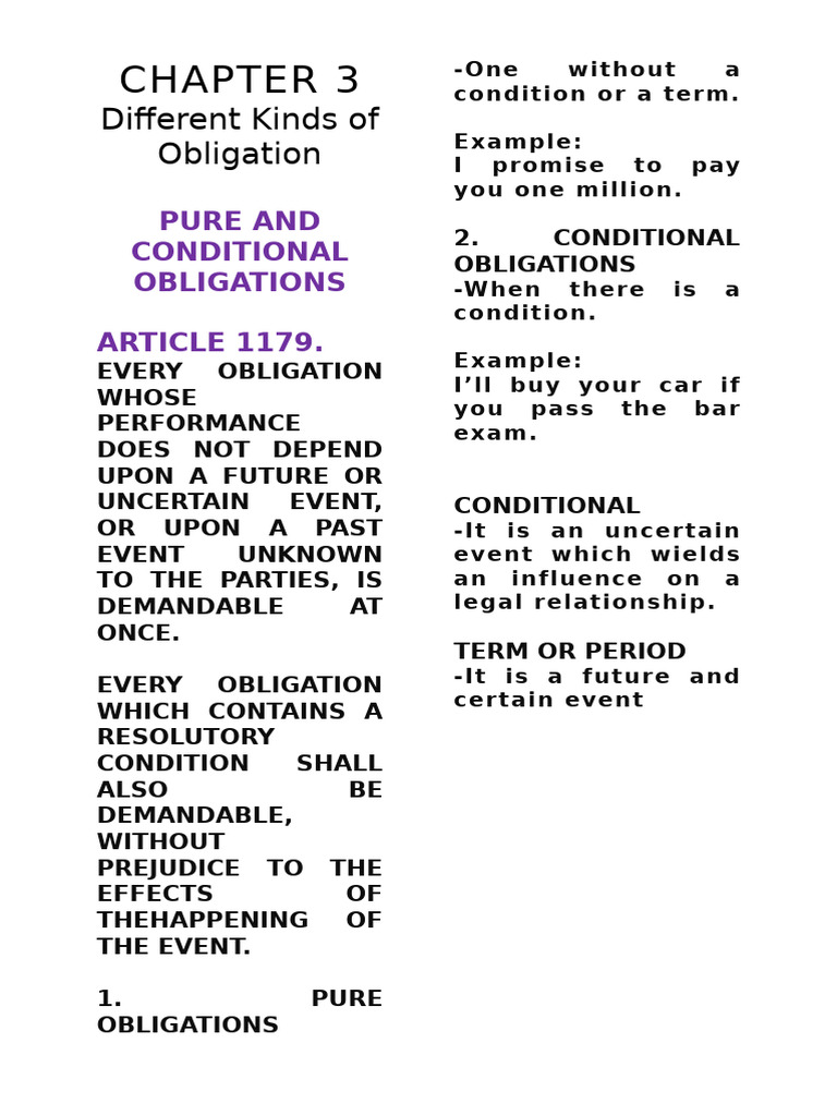 Chapter 3 Different Kinds of Obligation | PDF