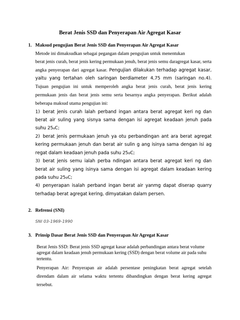 Berat Jenis SSD Agregat Kasar dan Penyerapan | PDF