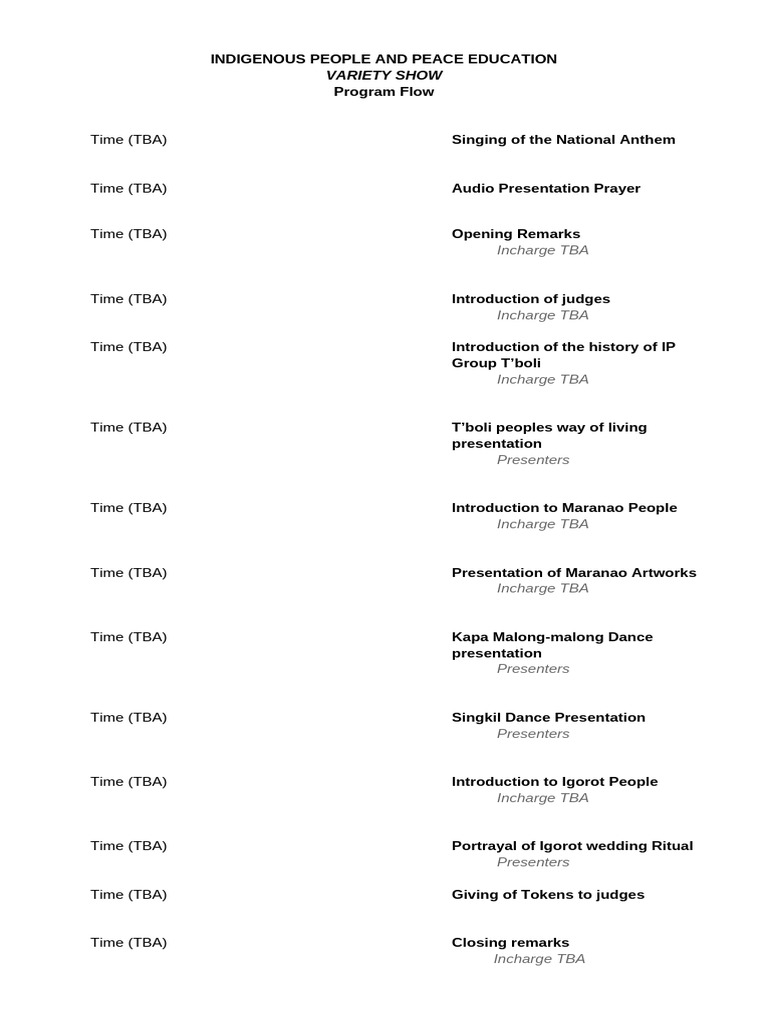 Variety Show Program Flow | PDF
