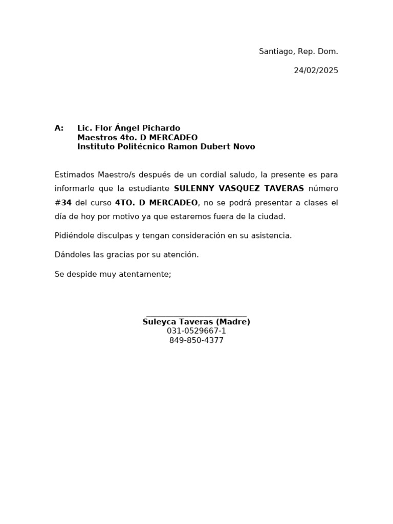 Excusa Escolar | PDF