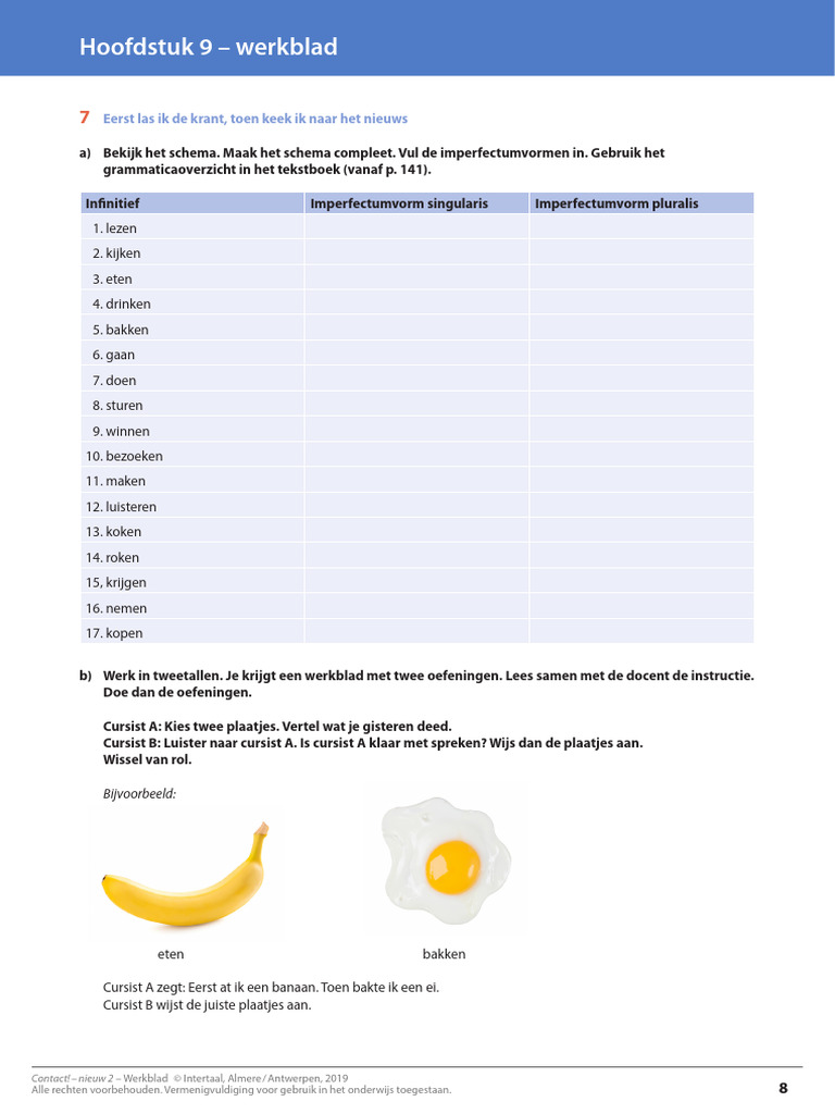 L2Les7 Werkblad7 Imperfectum | PDF