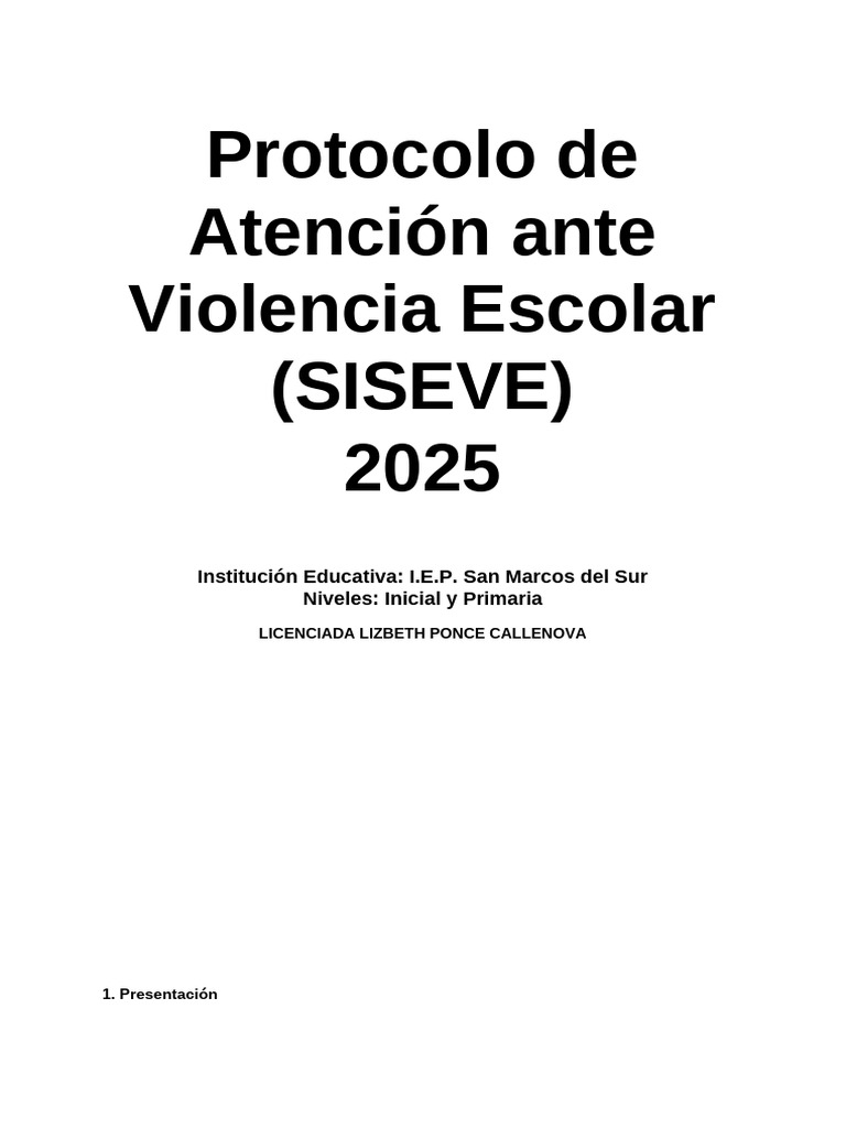 Protocolo de Atención Ante Violencia Escolar (SISEVE) | PDF | Violencia ...
