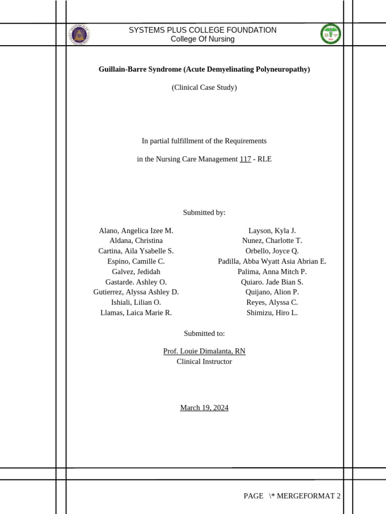 GBS Case | PDF | Vertebral Column | Neuron