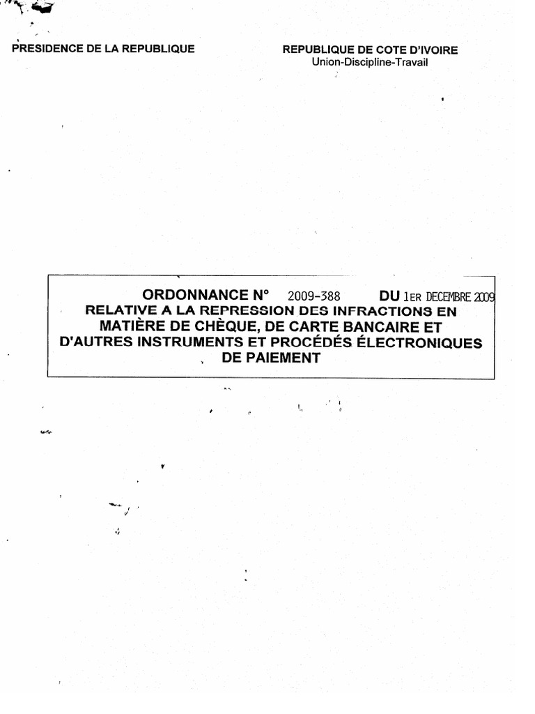 Ordonnance NÂ°2009-388 Repression Infractions | PDF