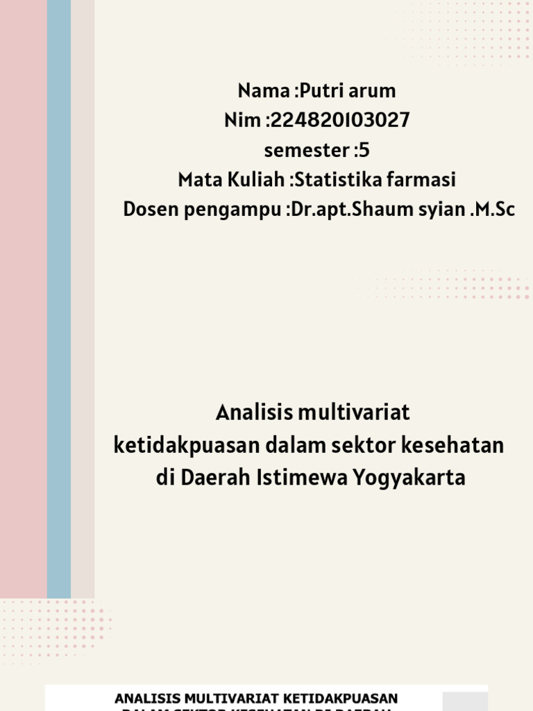 Putri Arum (Tugas Statistika Farmasi ) | PDF