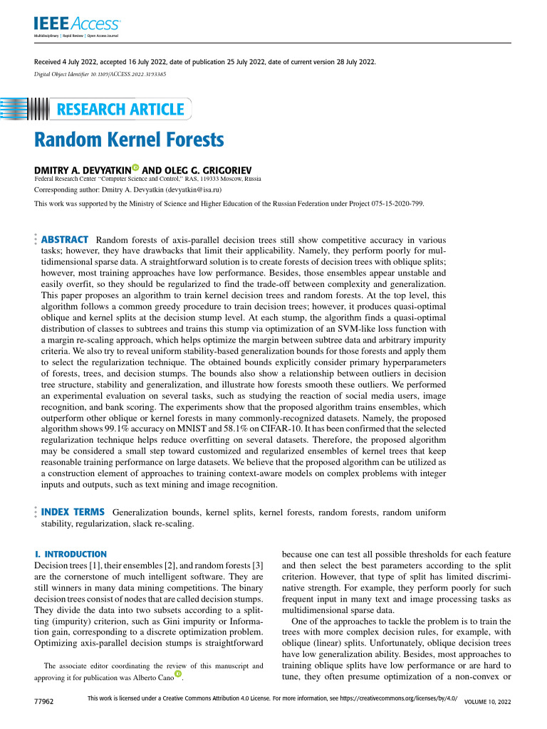 Random Kernel Forests | PDF | Applied Mathematics | Algorithms