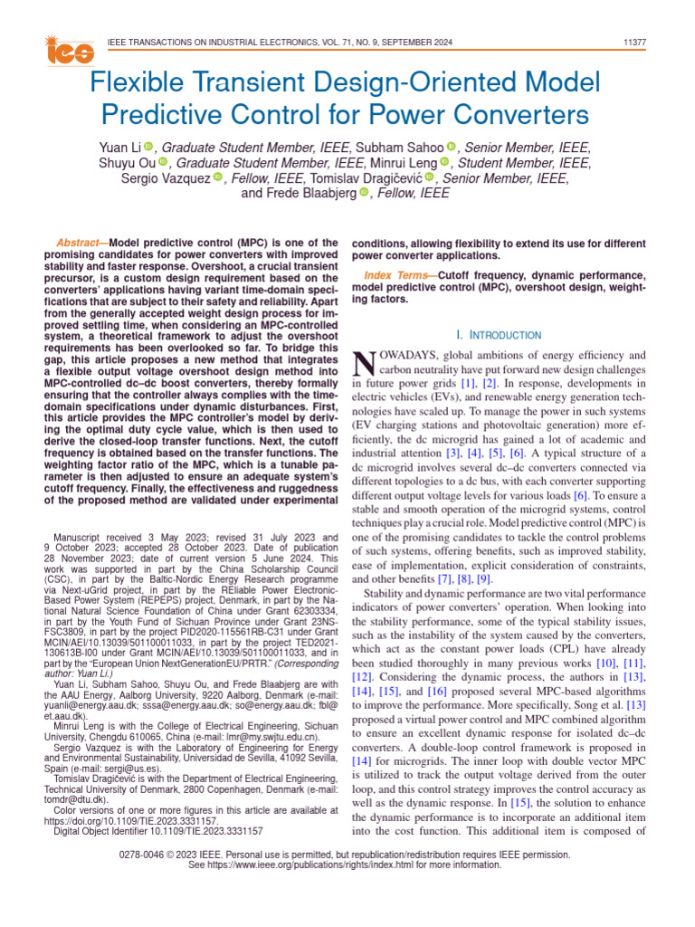 Flexible Transient Design-Oriented Model Predictive Control For Power Converters | PDF | Power ...