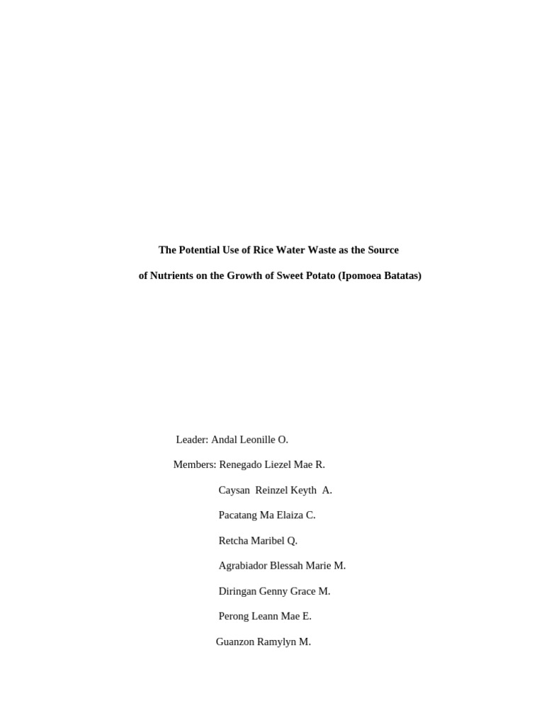 Leonille andal research paper | PDF | Rice | Potato