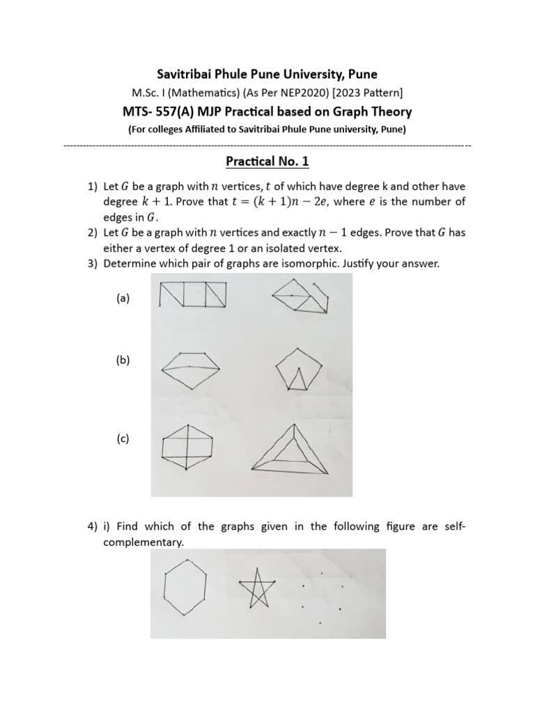 Graph Theory Practical M.Sc.-I | PDF | Mathematical Relations ...