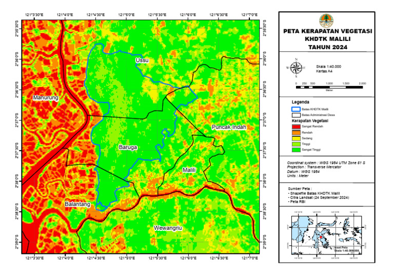 Peta Kerapatan Vegetasi KHDTK | PDF | Teknologi Geografis | Kartografi