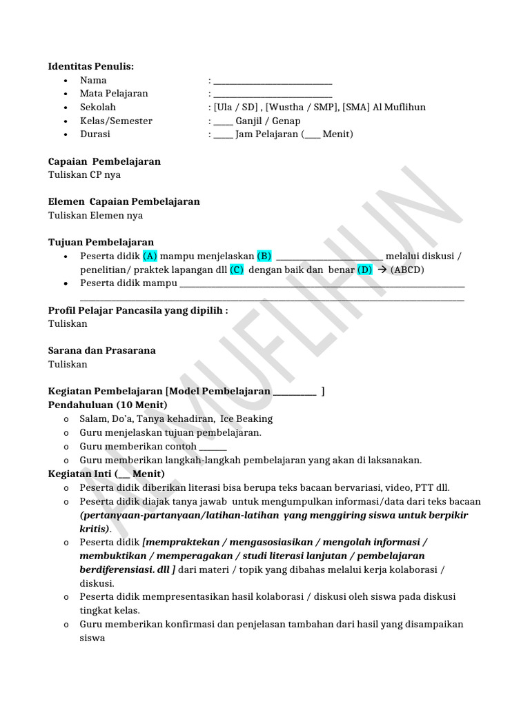 Draf Modul Ajar (Perencanaan Pembelajaran) - Semua Mapel | PDF