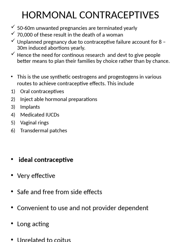 Hormonal Contraceptives Overview and Types | PDF | Combined Oral ...