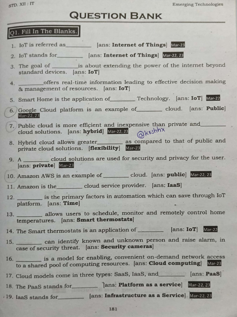 IT PYQs & IMP Ques by @KRSHHX - Unlocked | PDF | Cloud Computing | Internet Of Things