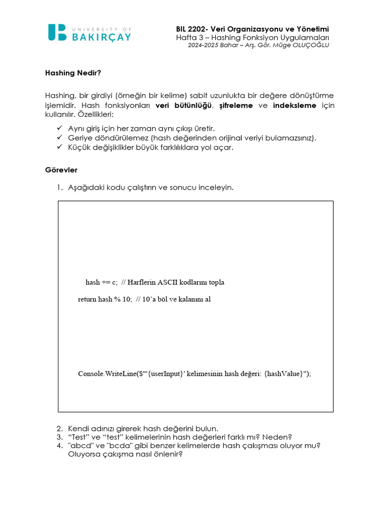2202 Hafta3-HashingFonksiyonUyg | PDF