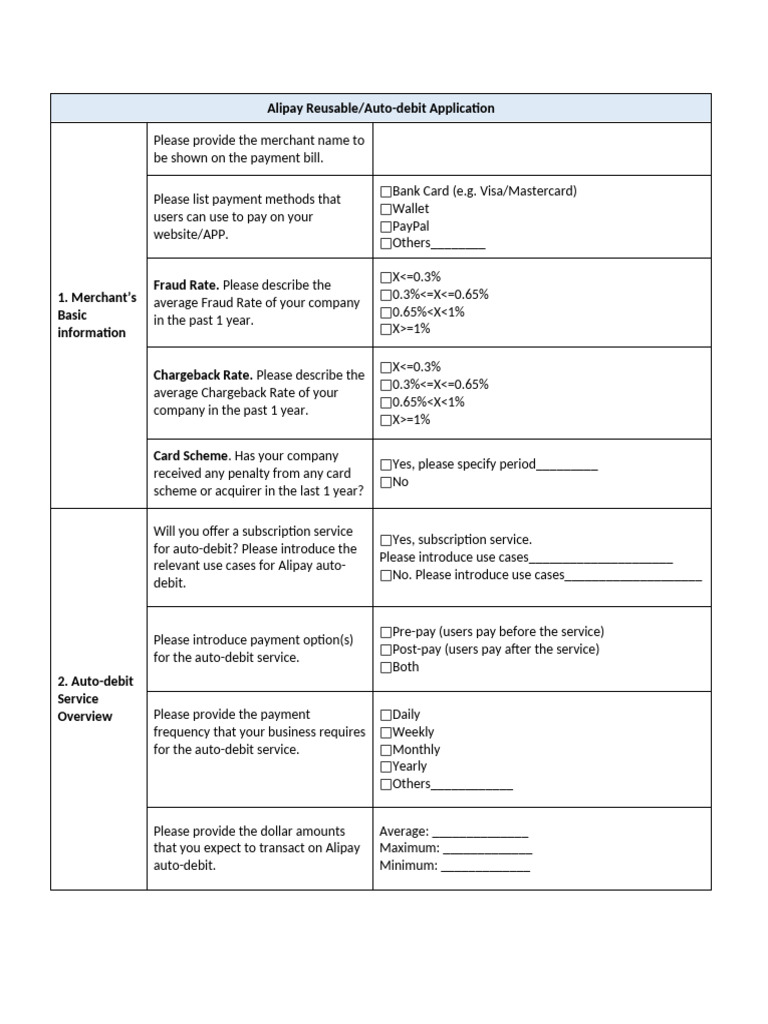 Alipay Reusable Questionnaire | PDF | Debit Card | Password