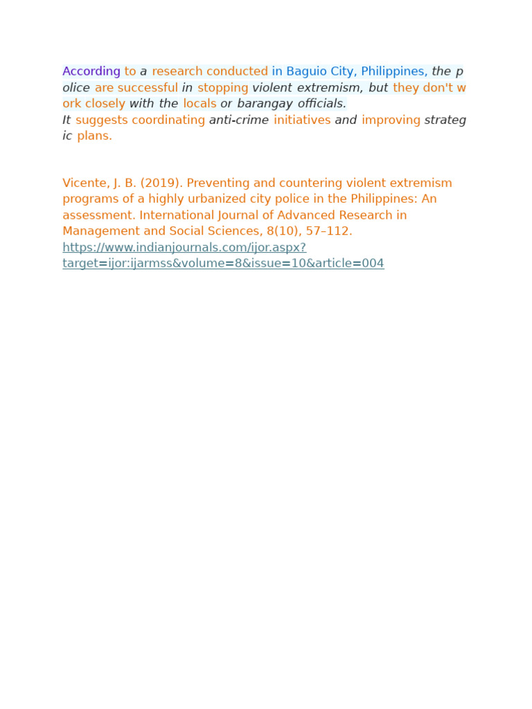 According: A The P Olice in Violent Extremism, But With The or Barangay ...