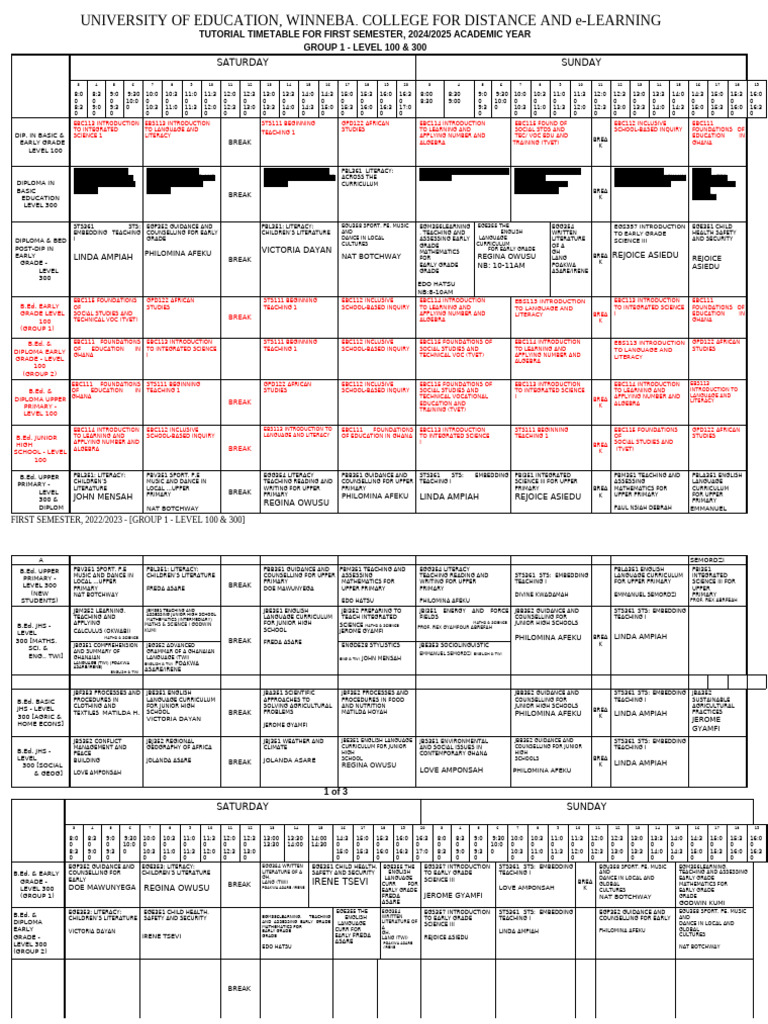 UEW Distance Learning Timetable 2024 | PDF | Mathematics