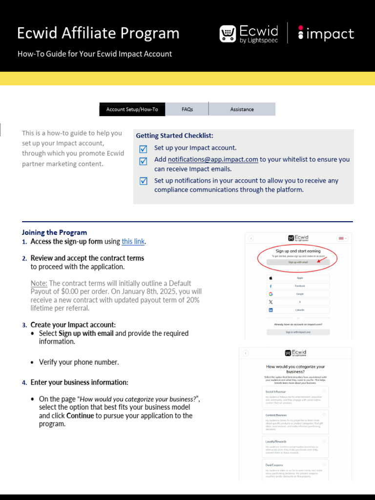 Ecwid Affiliate Program - Impact Guide 2024 | PDF | Email Spam | Computer Mediated Communication