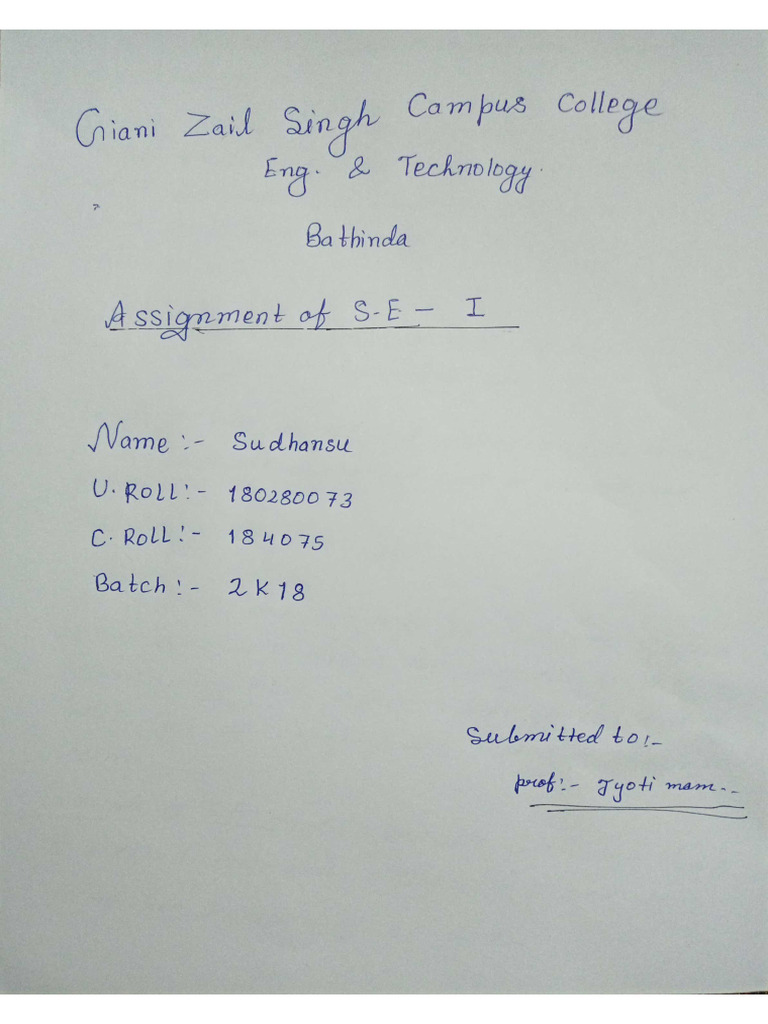 SE Assignment (1,2,3,4) - Sudhansu 184075 | PDF