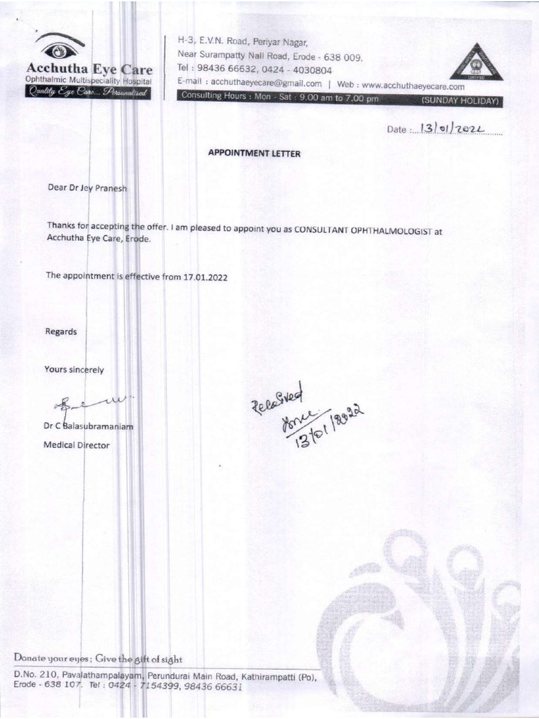 Appointment Letter | PDF
