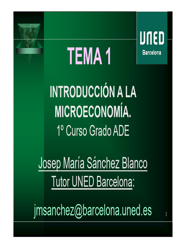 Tema 1 Introducción Microeconomía (Ade) (1) | PDF | Mercado (economía) | Microeconomía
