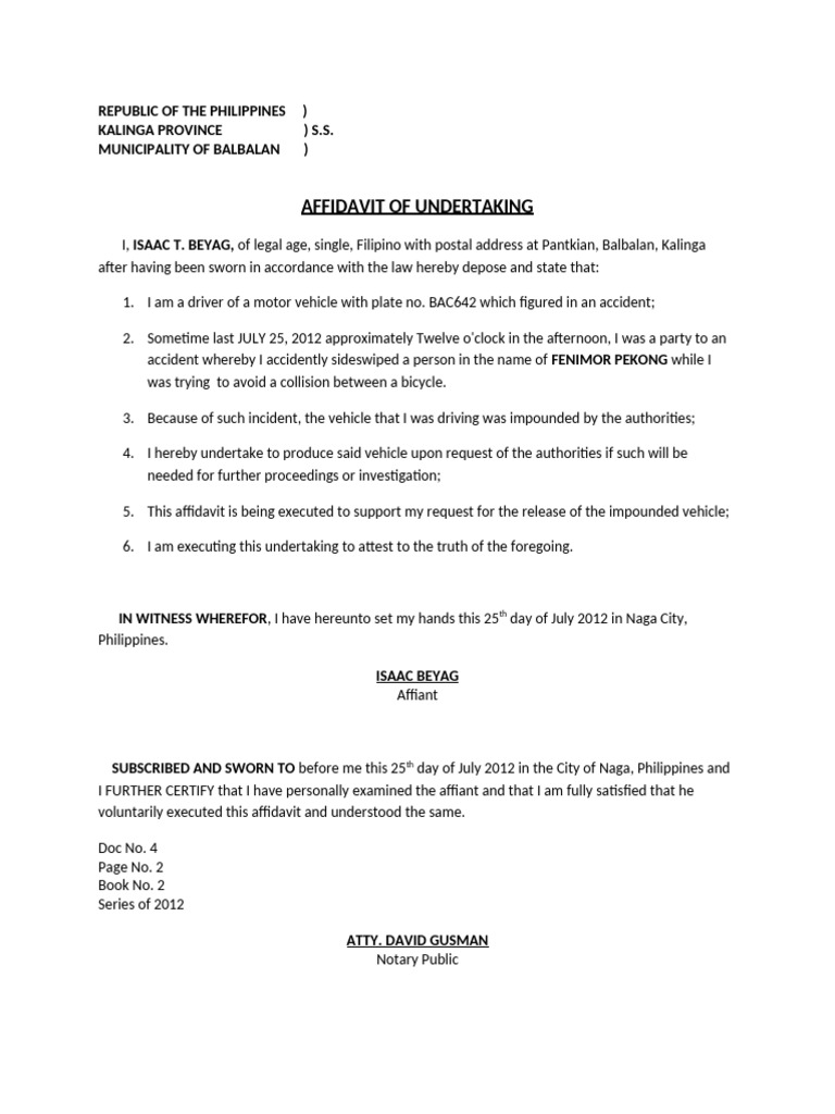 Affi Undertaking | PDF