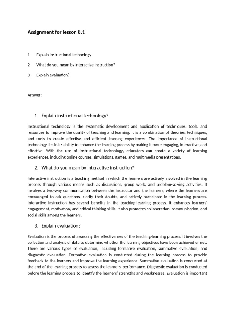 POT Assignment For Lesson 8.1 | PDF