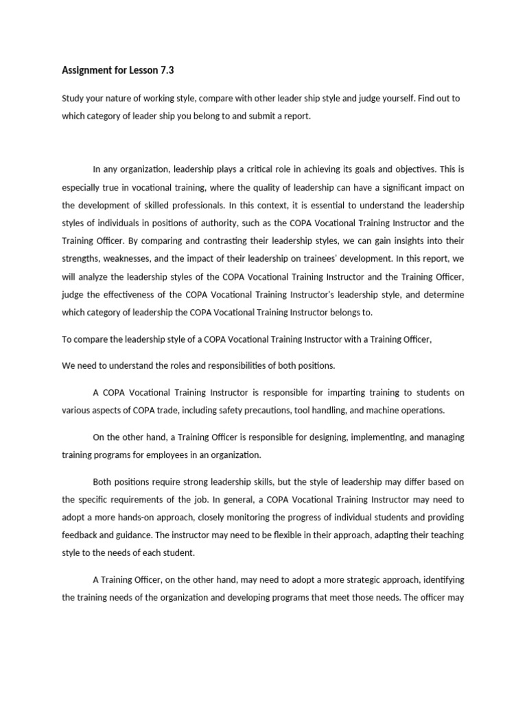 Leadership Styles in Vocational Training | PDF | Leadership | Vocational Education