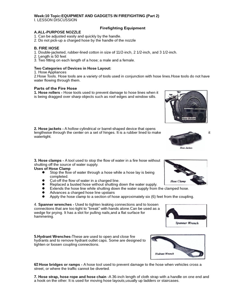 Firefighting Equipment & Tools Overview | PDF | Manufactured Goods | Equipment