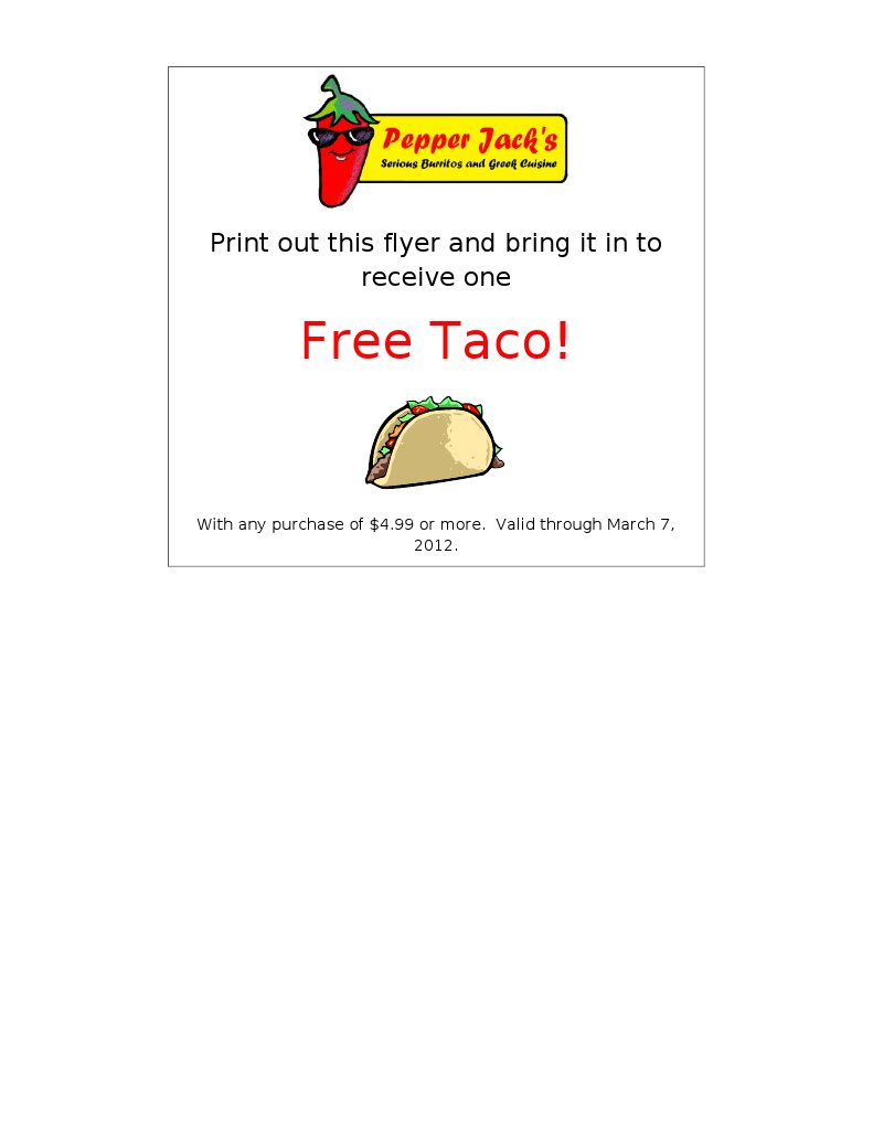 PJ's Free Taco | PDF