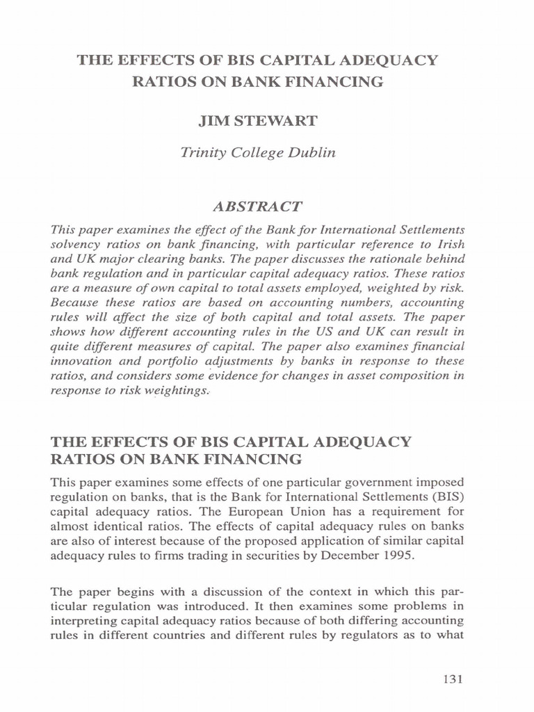 The Effects of Bis Capital Adequacy Ratios On Bank Financing | PDF ...