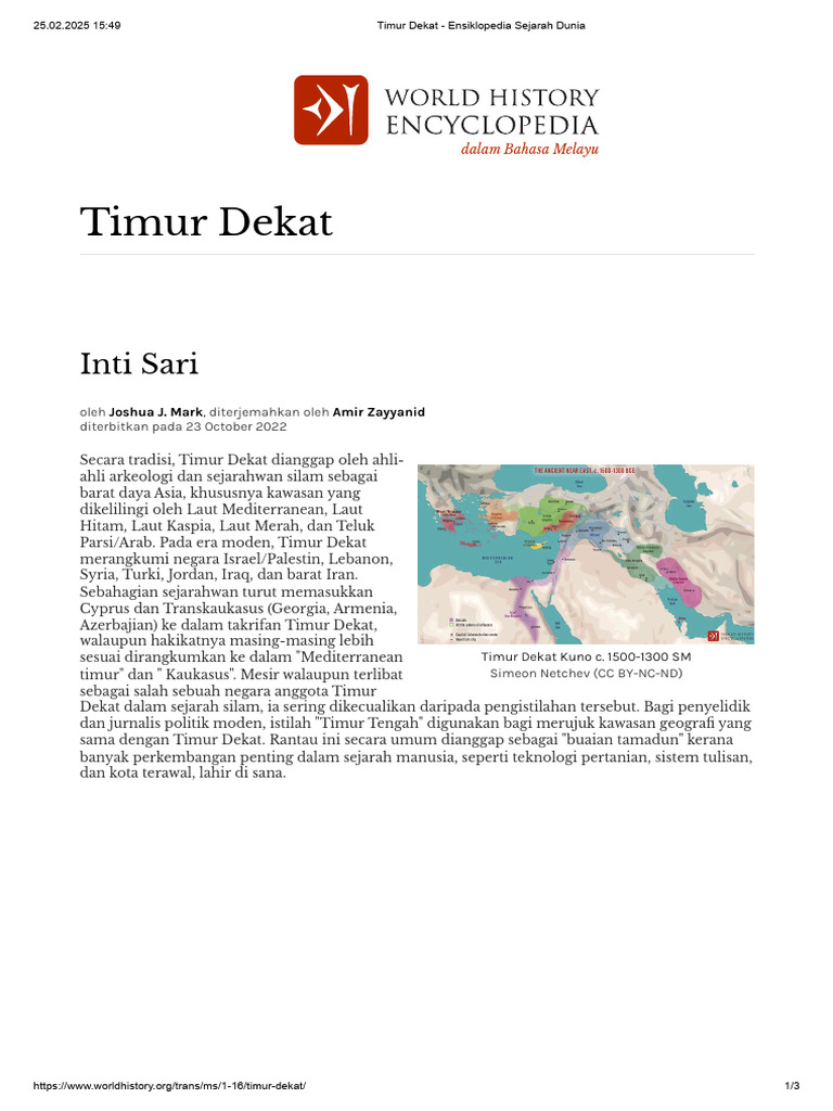 Timur Dekat - Ensiklopedia Sejarah Dunia | PDF