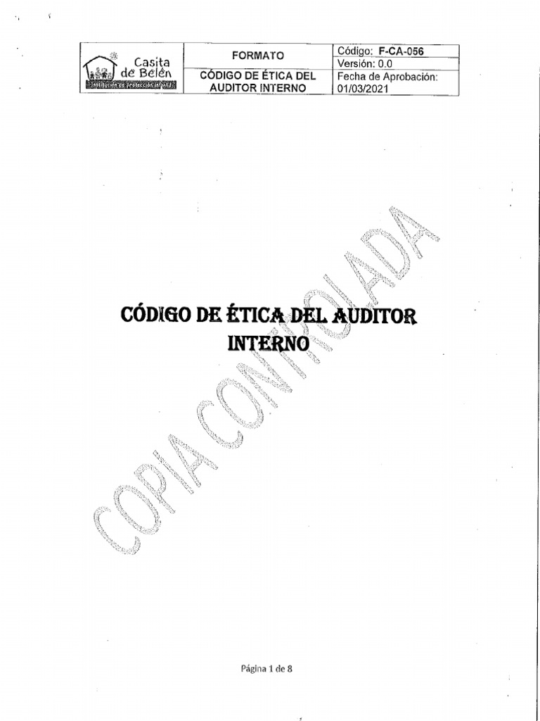 F-Ca-056 Código de Ética Del Auditor Interno Ver 0.0 | PDF