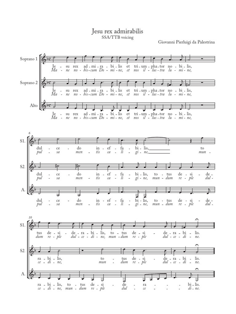 PBM Palestrina Jesu Rex Admirabilis SSA TTB | PDF