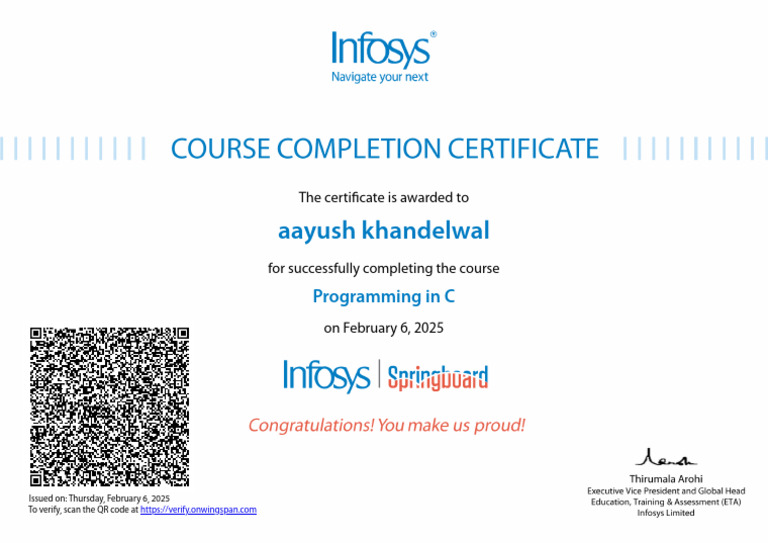 C Programming Course Certificate | PDF