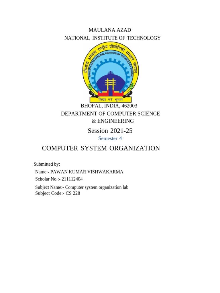 Computer Organization First Page Lab | PDF