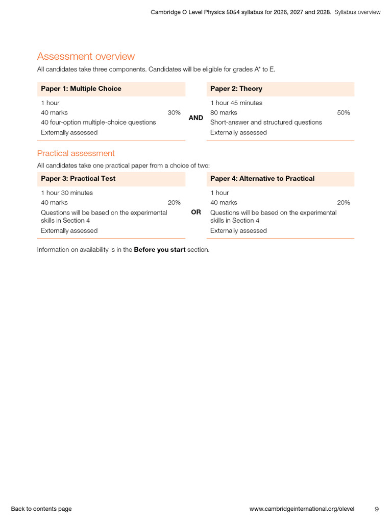 Cambridge O Level Physics Syllabus | PDF | Force | Acceleration