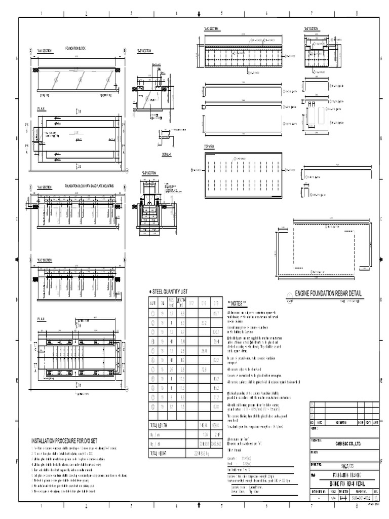 Engine Foundation Drawing (9H2533) | PDF