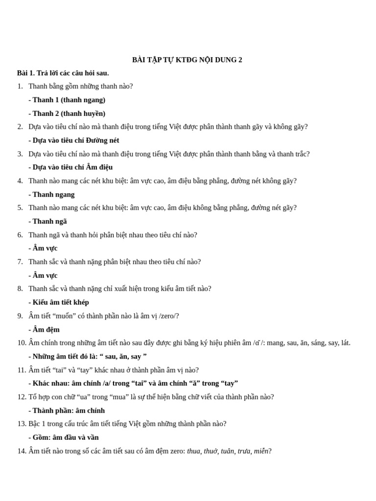 BÀI TẬP TỰ KTĐG ND2 | PDF