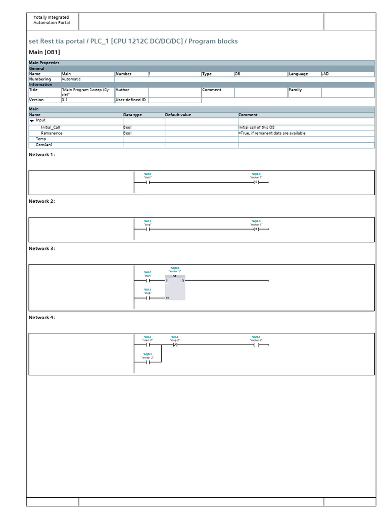 Circut Start and Stop in PLC Siemens | PDF | Computing | Computer ...