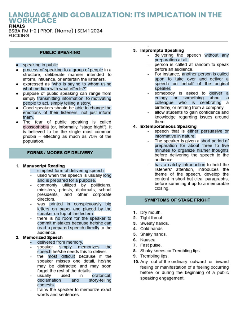 Public Speaking and Interview Skills Guide | PDF | Public Speaking ...