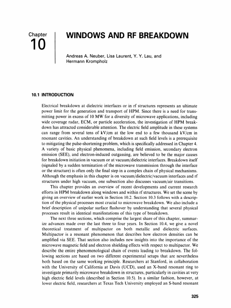 Windows and RF Breakdown | PDF | Electron | Microwave