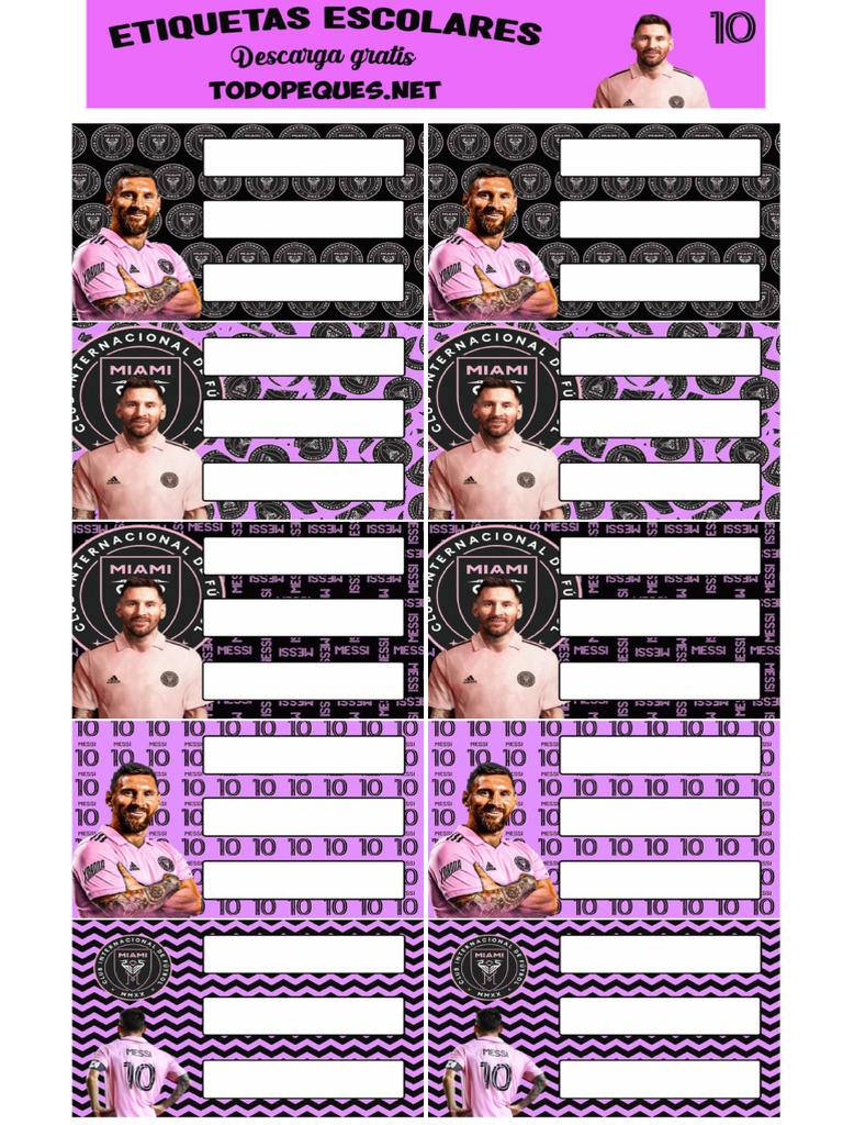 Etiquetas Escolares Messi | PDF