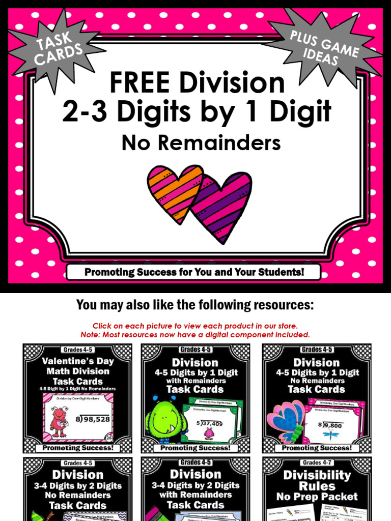 No Remainder Division: 3-Digit Tasks | PDF | Digital Millennium ...