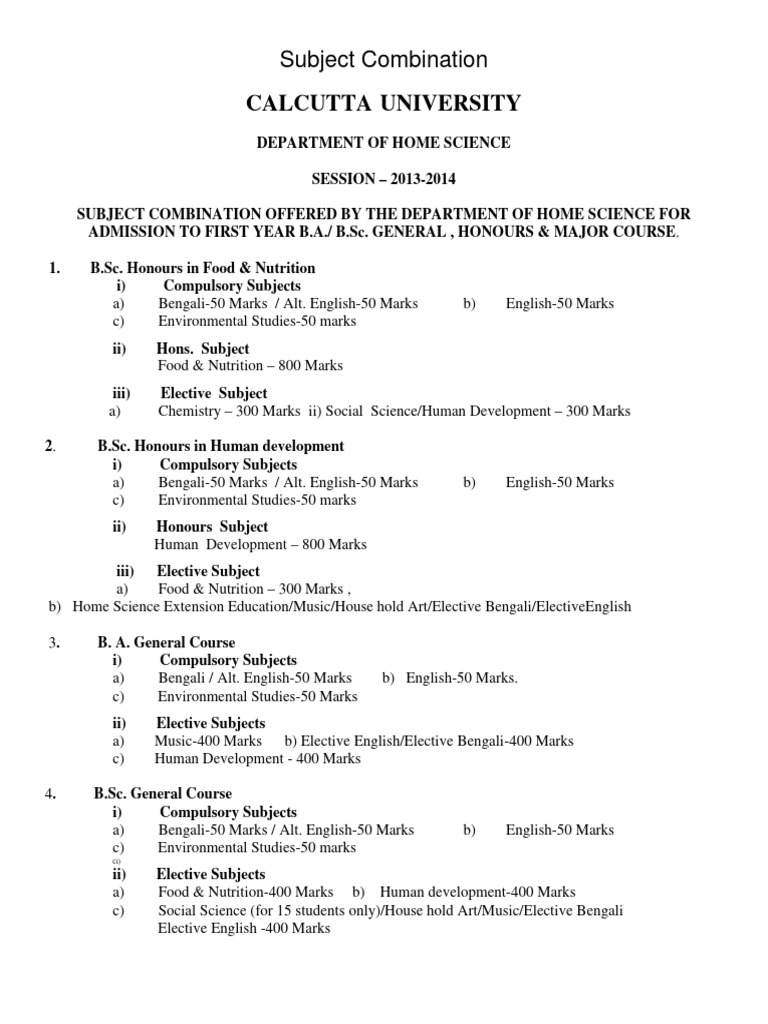 Subject Combination of BA | PDF