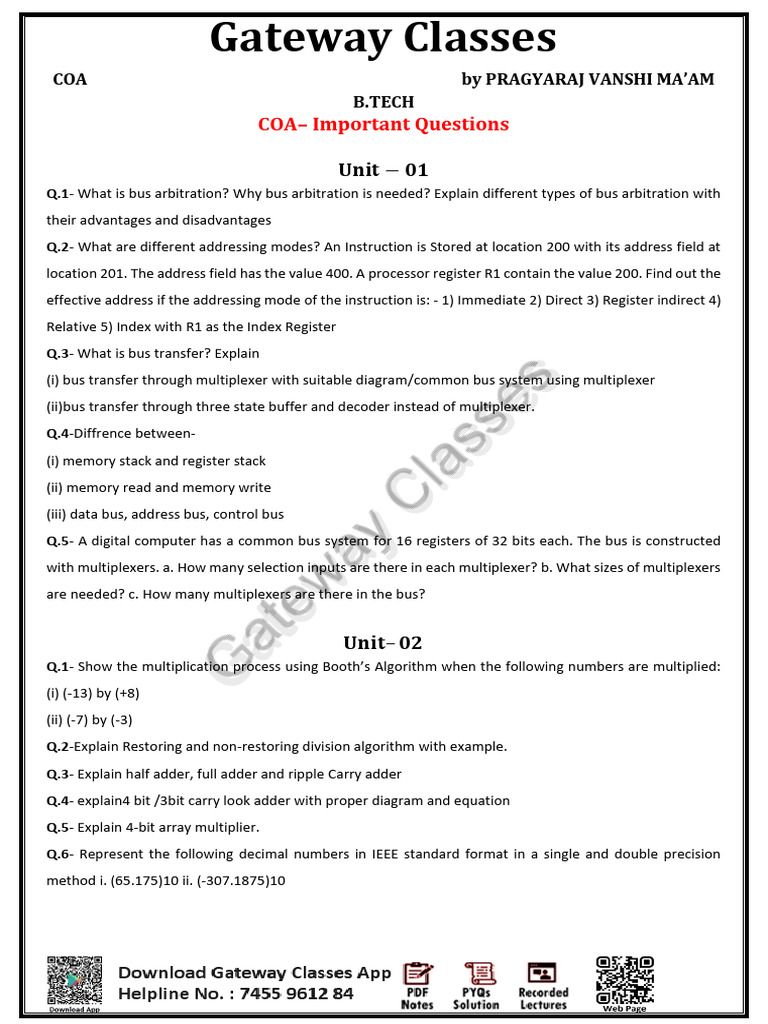 Coa Most Important Questions - 53958272 - 2025 - 02 - 23 - 18 - 22 | PDF | Cpu Cache ...